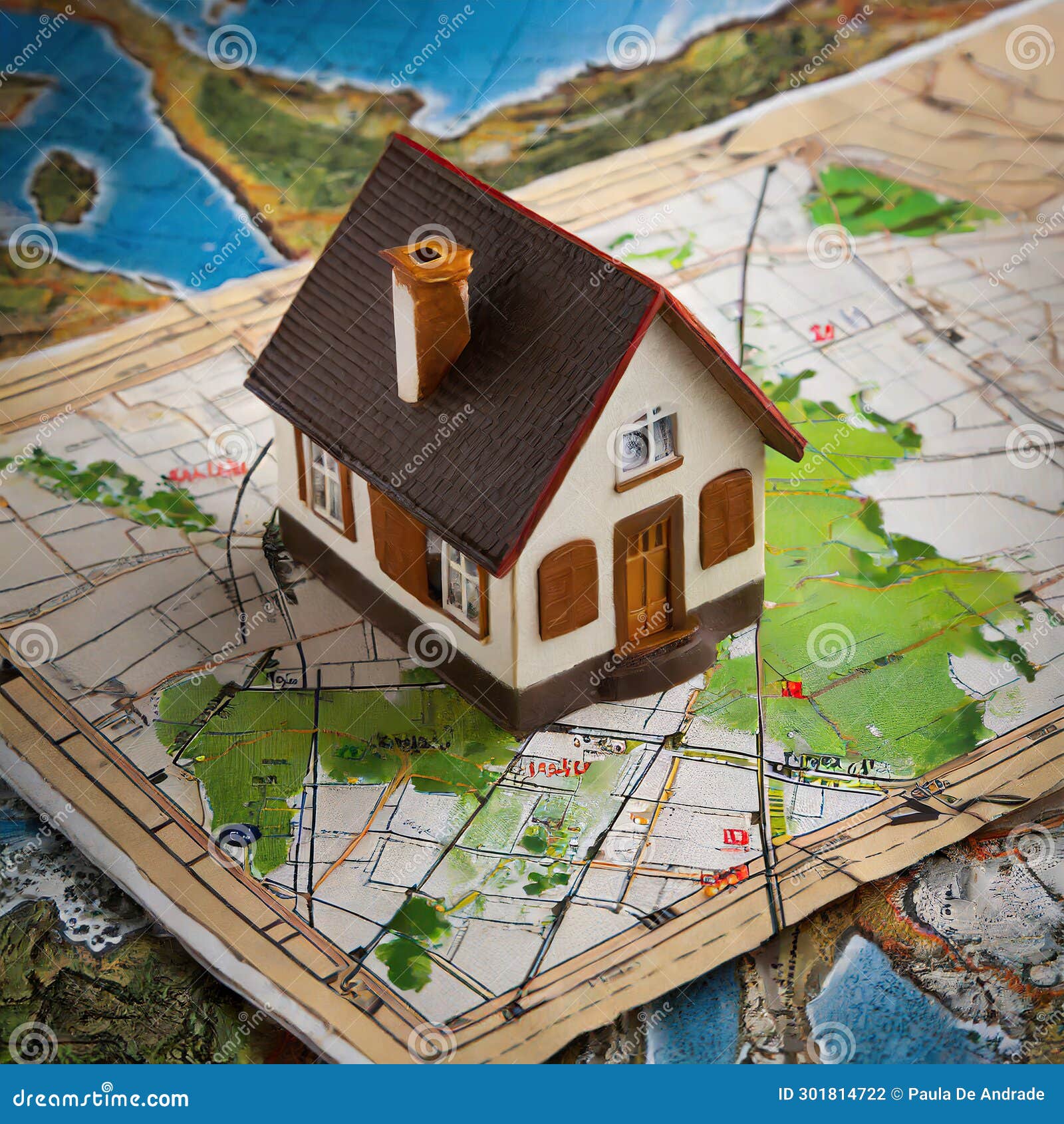 Small house on the map stock illustration. Illustration of property ...