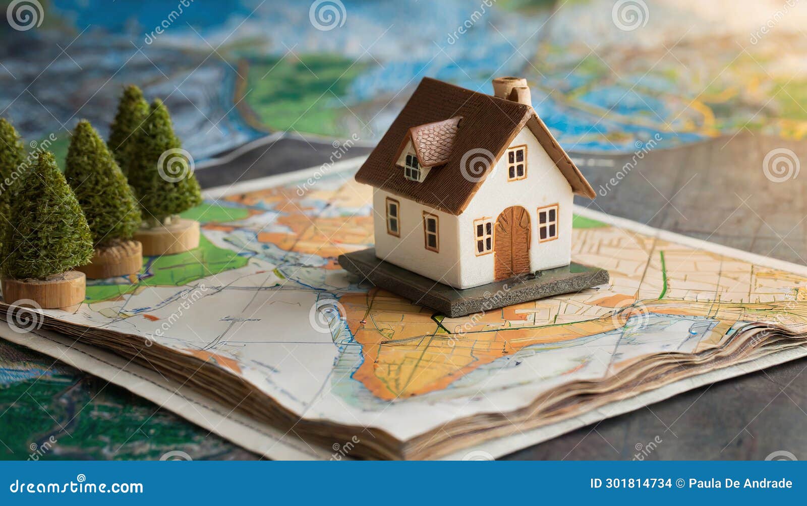 Small house on the map stock illustration. Illustration of location ...