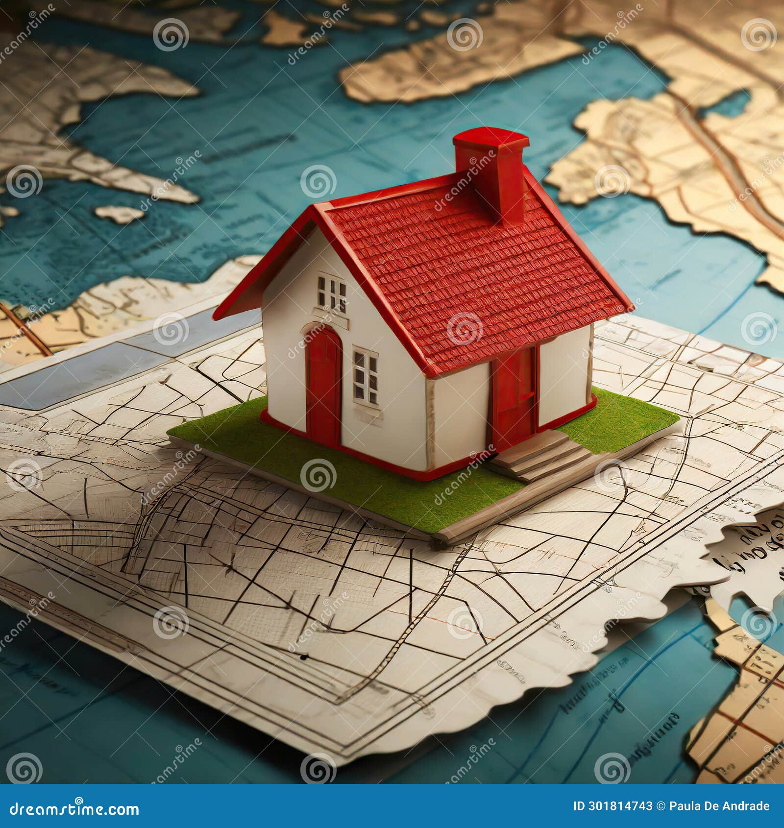 Small house on the map stock illustration. Illustration of residential ...