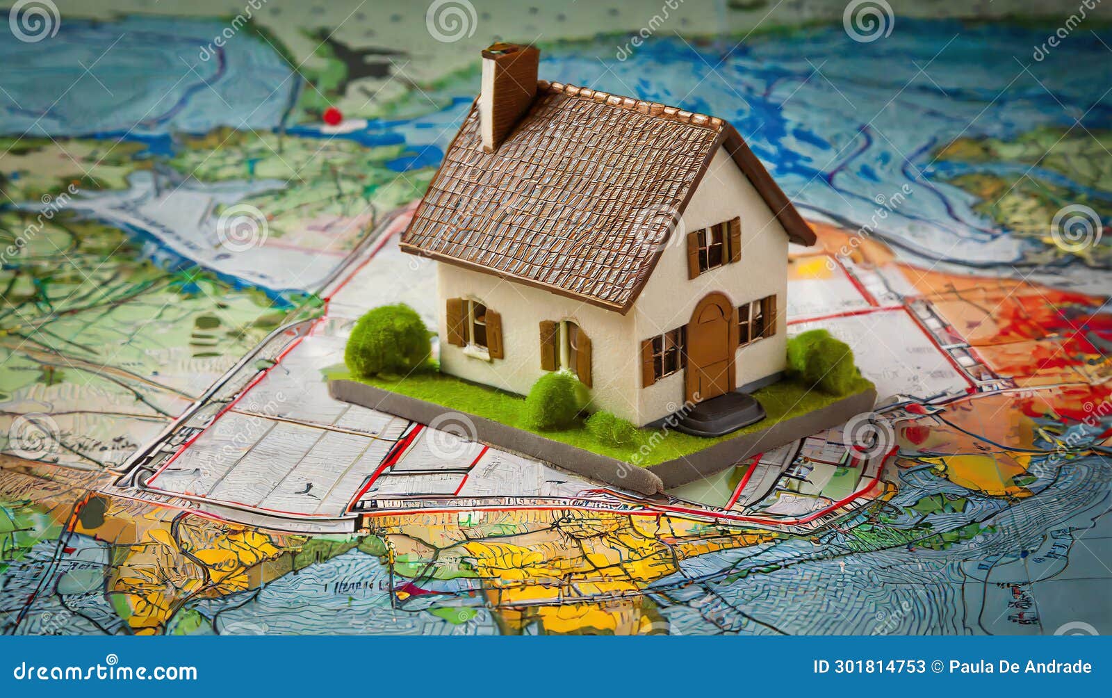Small house on the map stock illustration. Illustration of marker ...
