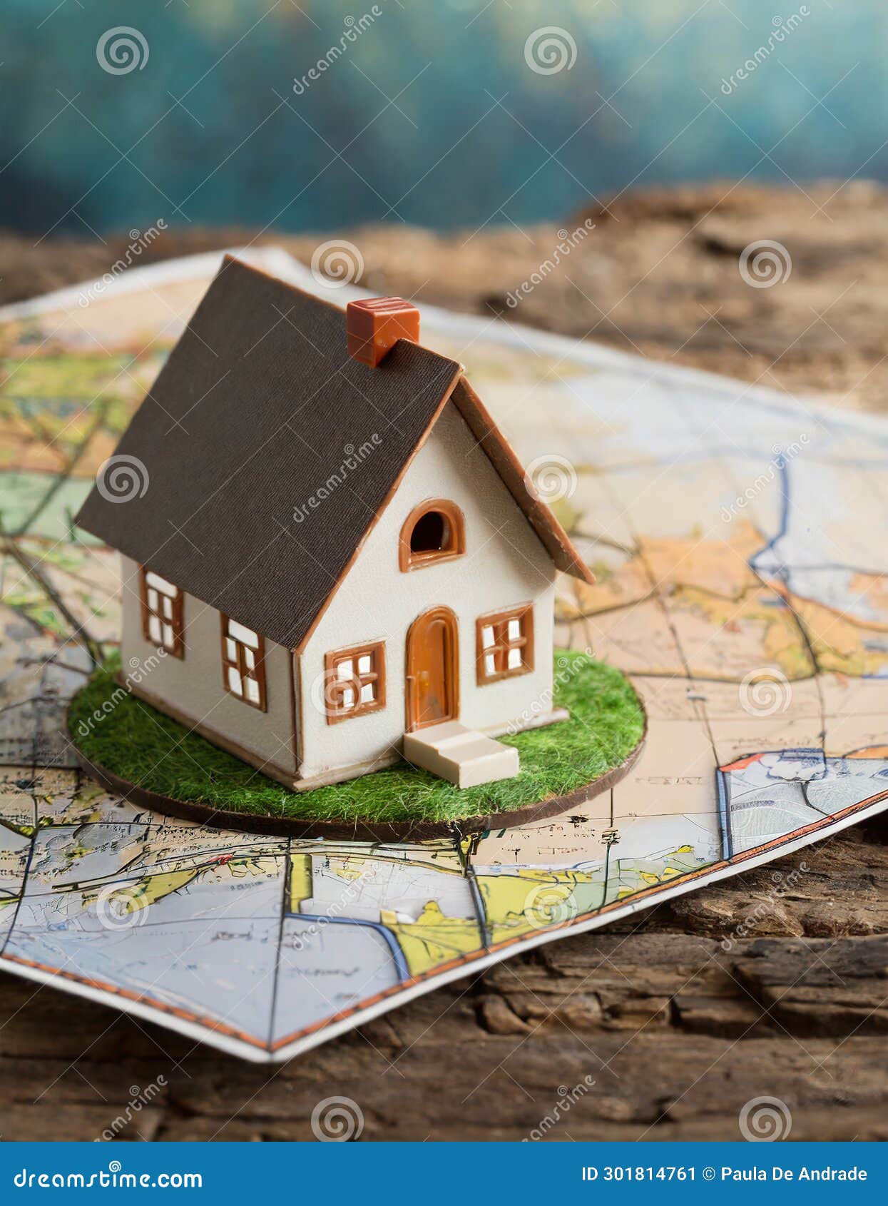 Small house on the map stock illustration. Illustration of geographic ...