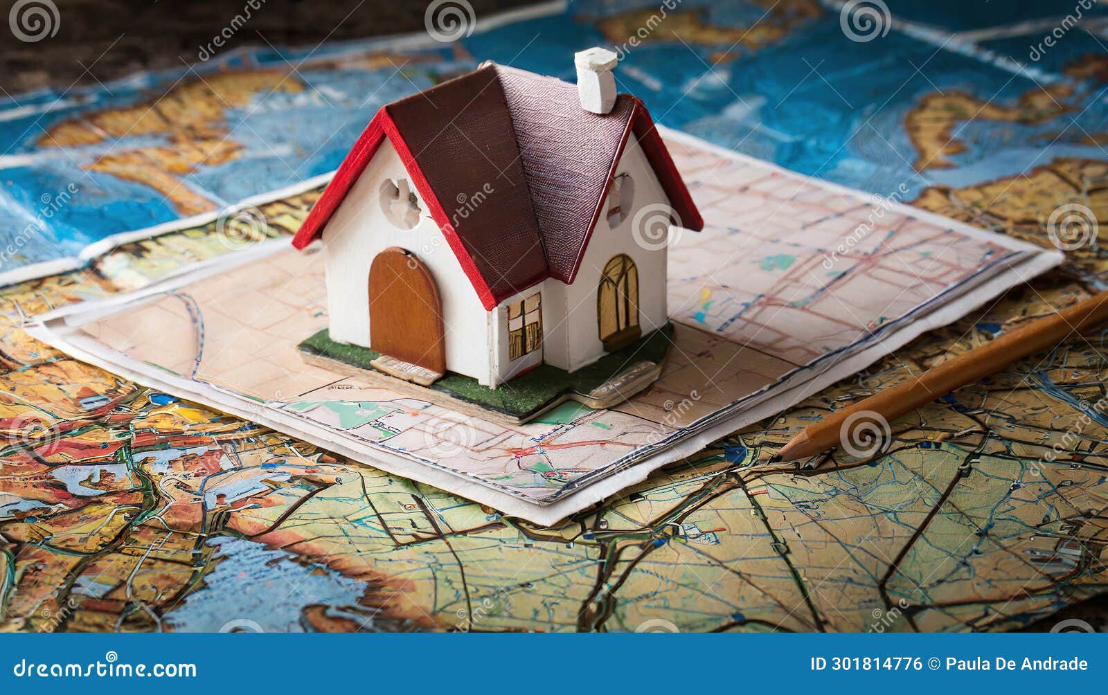 Small house on the map stock illustration. Illustration of marker ...