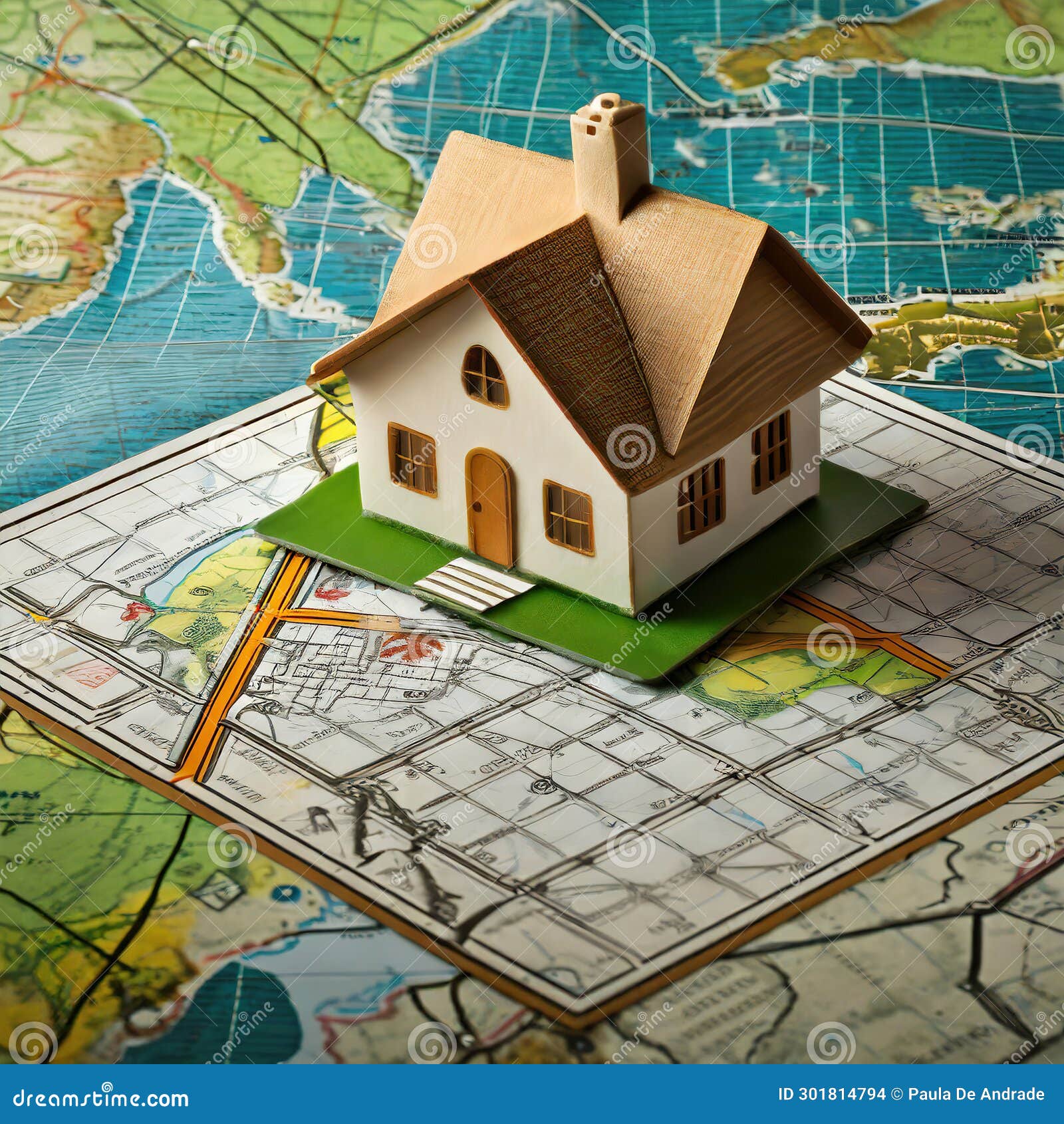 Small house on the map stock illustration. Illustration of address ...