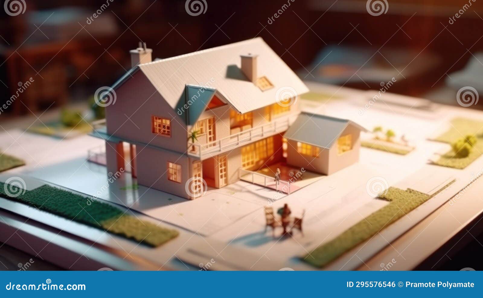 A Small House Model On Architecture Floorplan. Real Estate Business ...