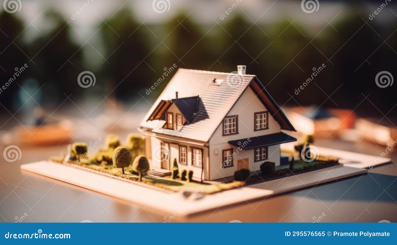 A Small House Model on Architecture Floorplan. Real Estate Business ...