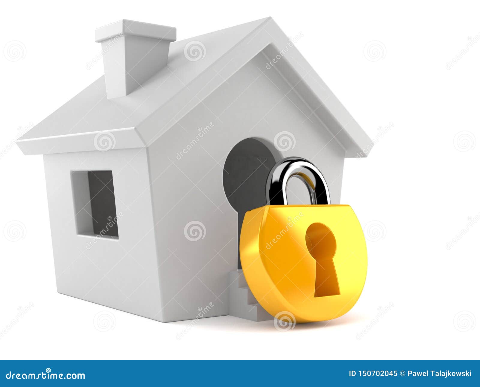 Small house with padlock stock illustration. Illustration of access ...