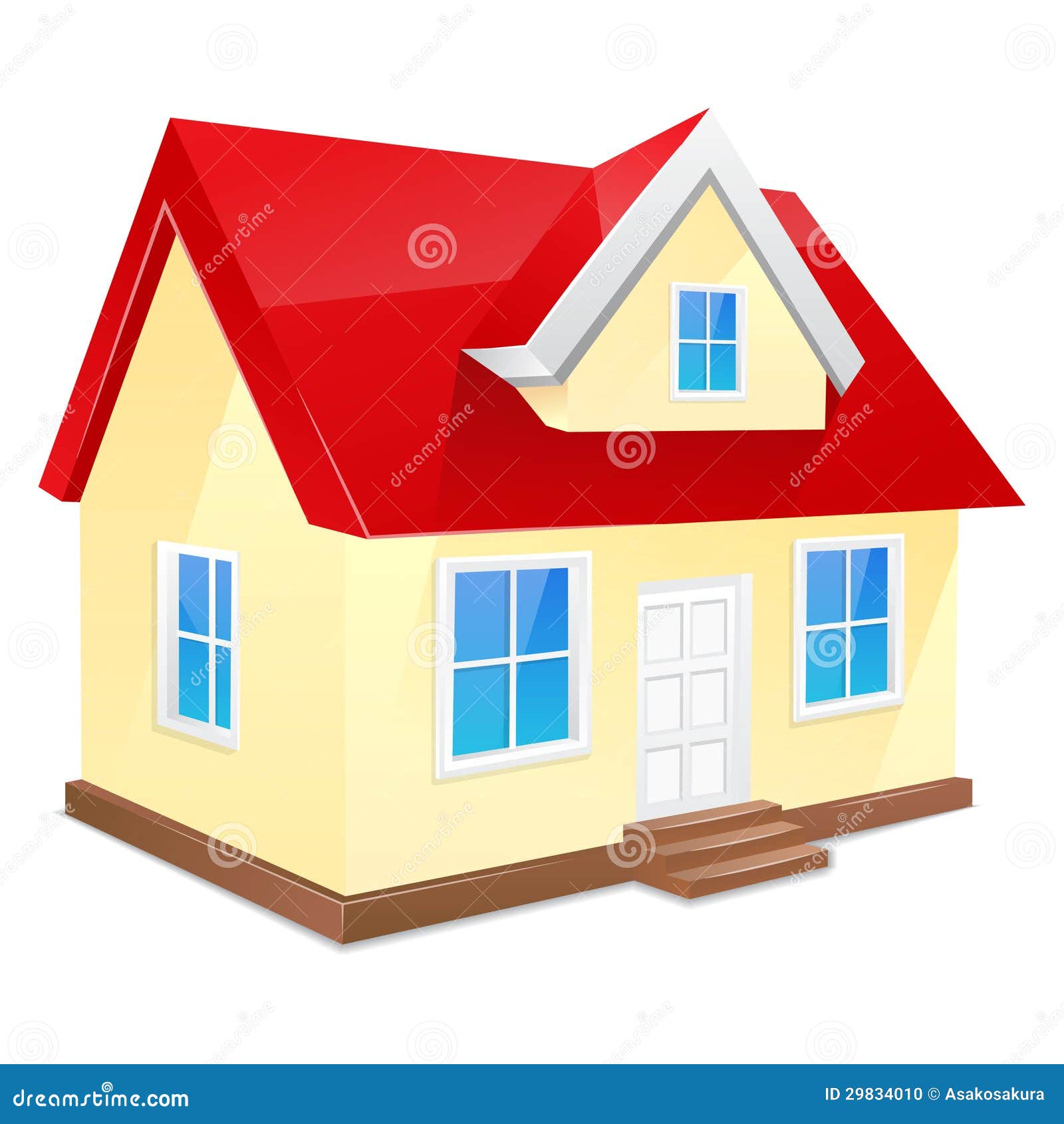 Small House with Red Roof. Isolated on a White Stock Vector ...