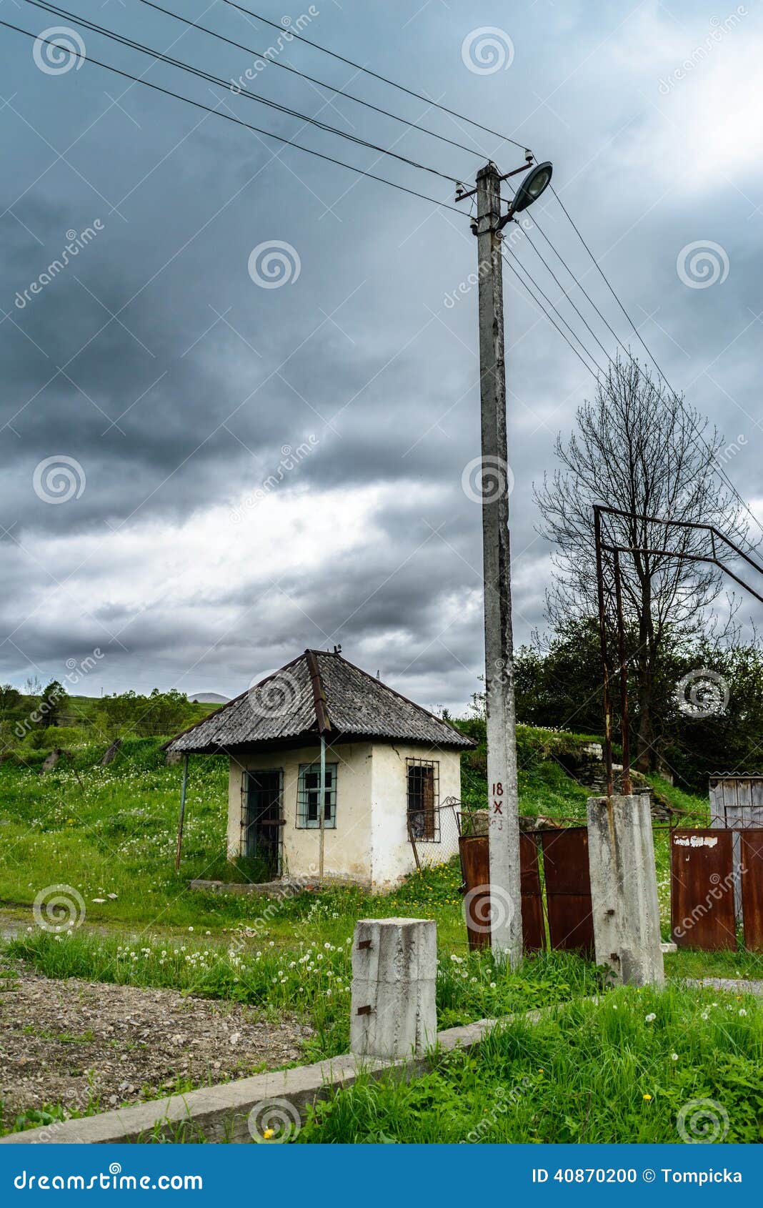Small house by the road stock photo. Image of green, field - 40870200