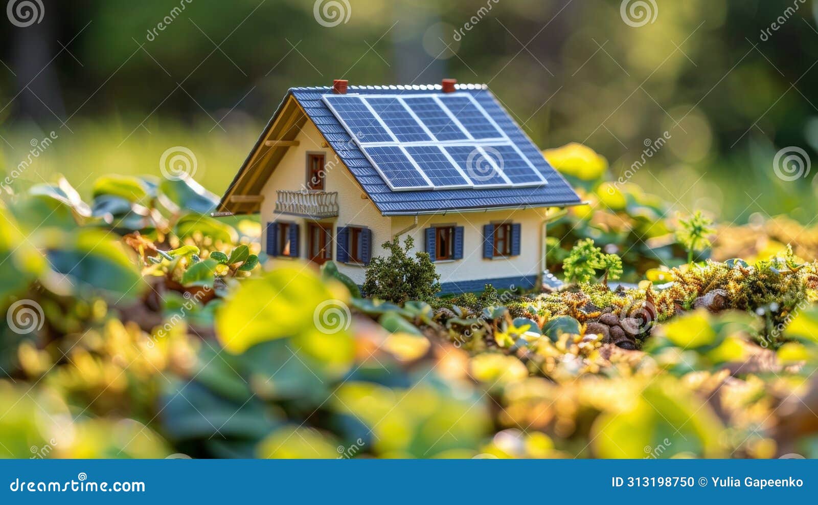 Small House with Solar Panel Stock Photo - Image of residence, roof ...