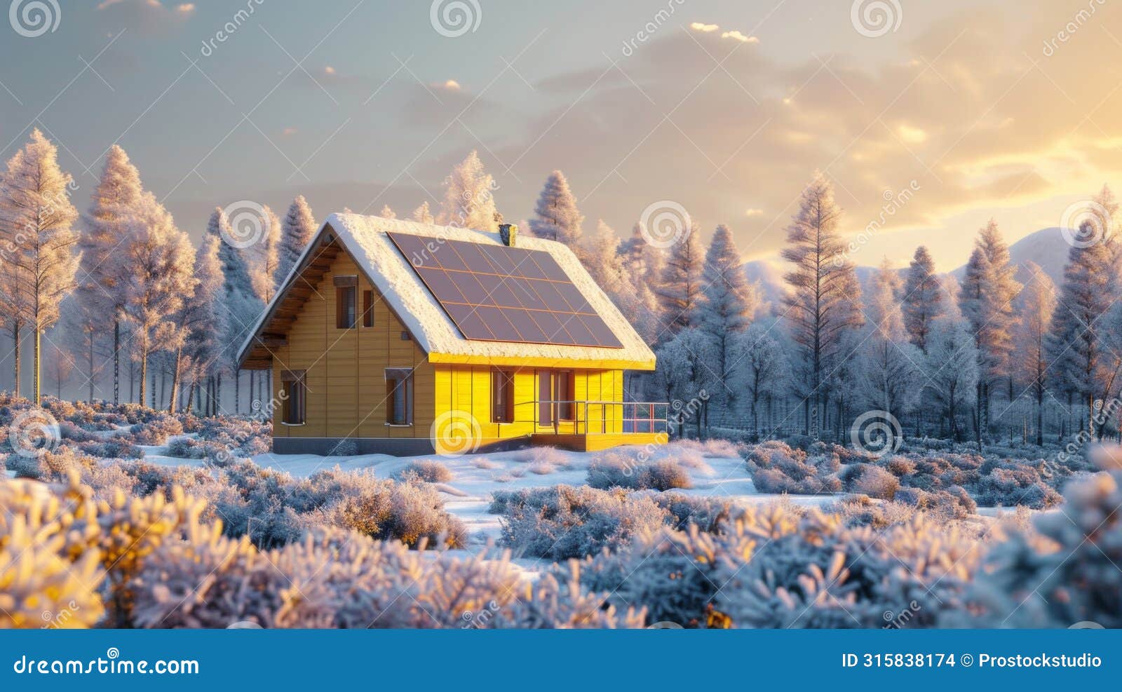 Small House with Solar Panel on Roof Stock Photo - Image of residence ...