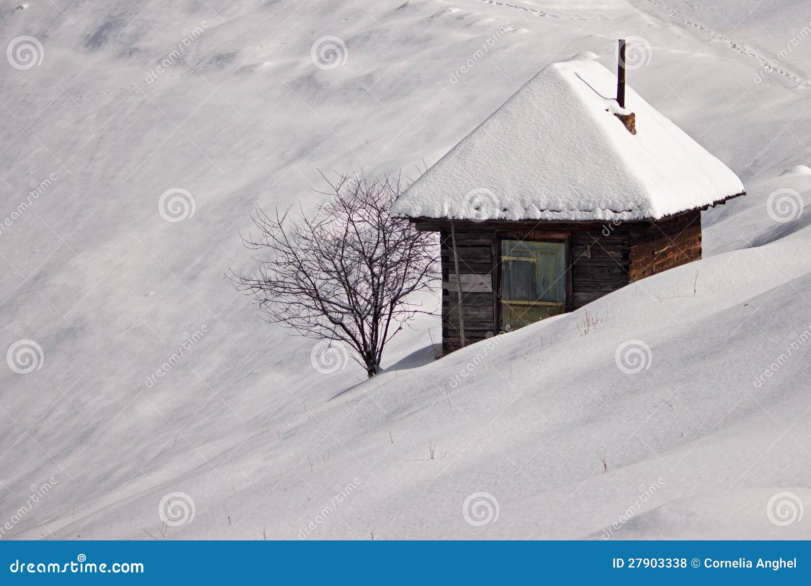 Small House Surrounded by Snow Stock Photo - Image of frozen, calm ...