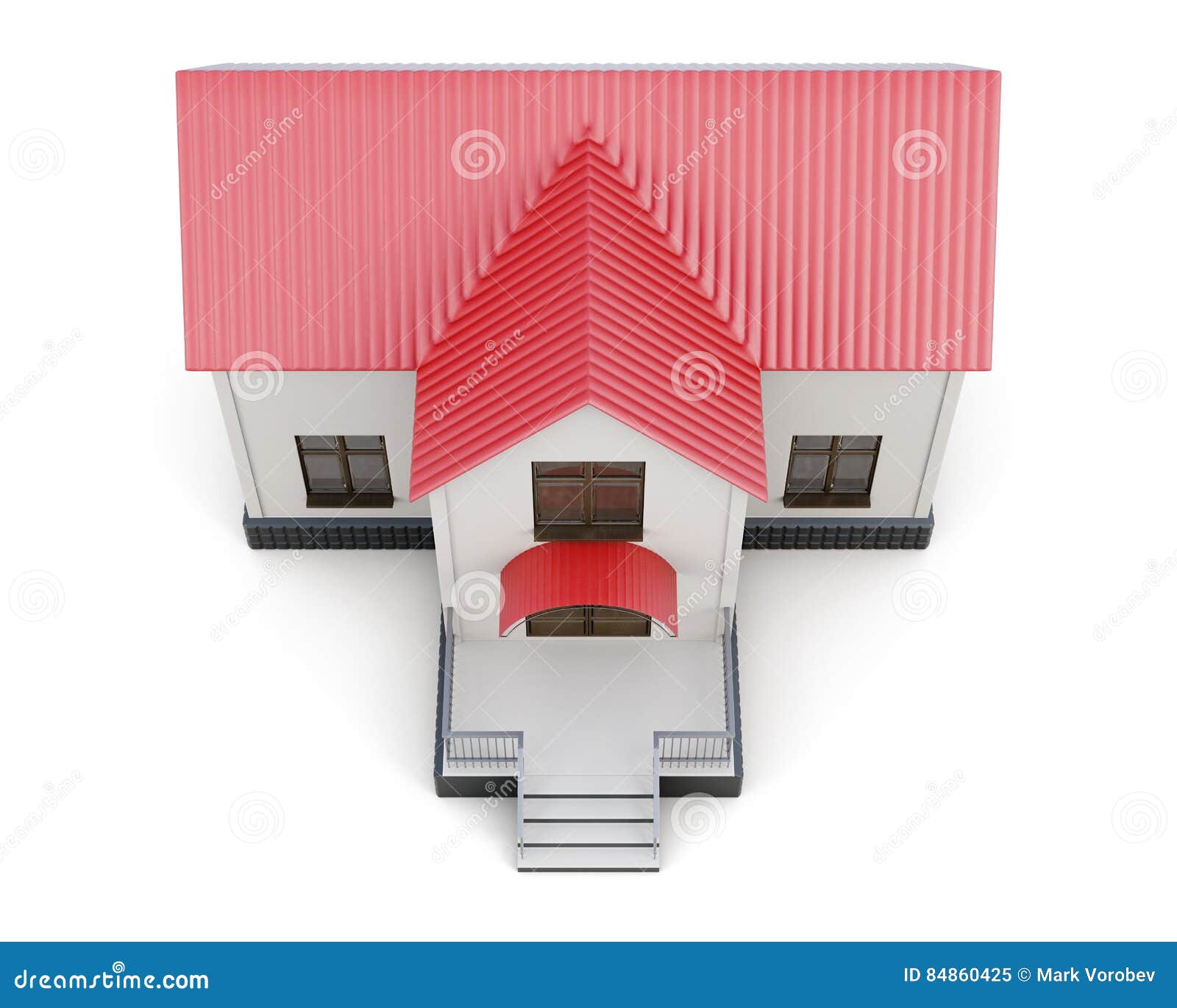 Small House Top View Isolated. 3d Rendering Stock Illustration ...