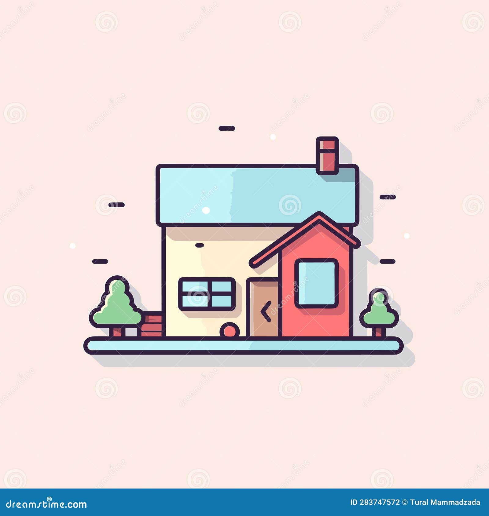 Vector of a Small House Surrounded by Trees and Bushes Stock Vector ...