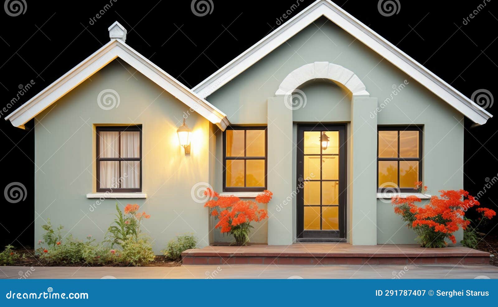 A Small House with Two Windows and a Door. AI. Stock Illustration ...