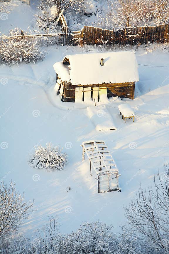 Small house under snow stock image. Image of home, snow - 29443863