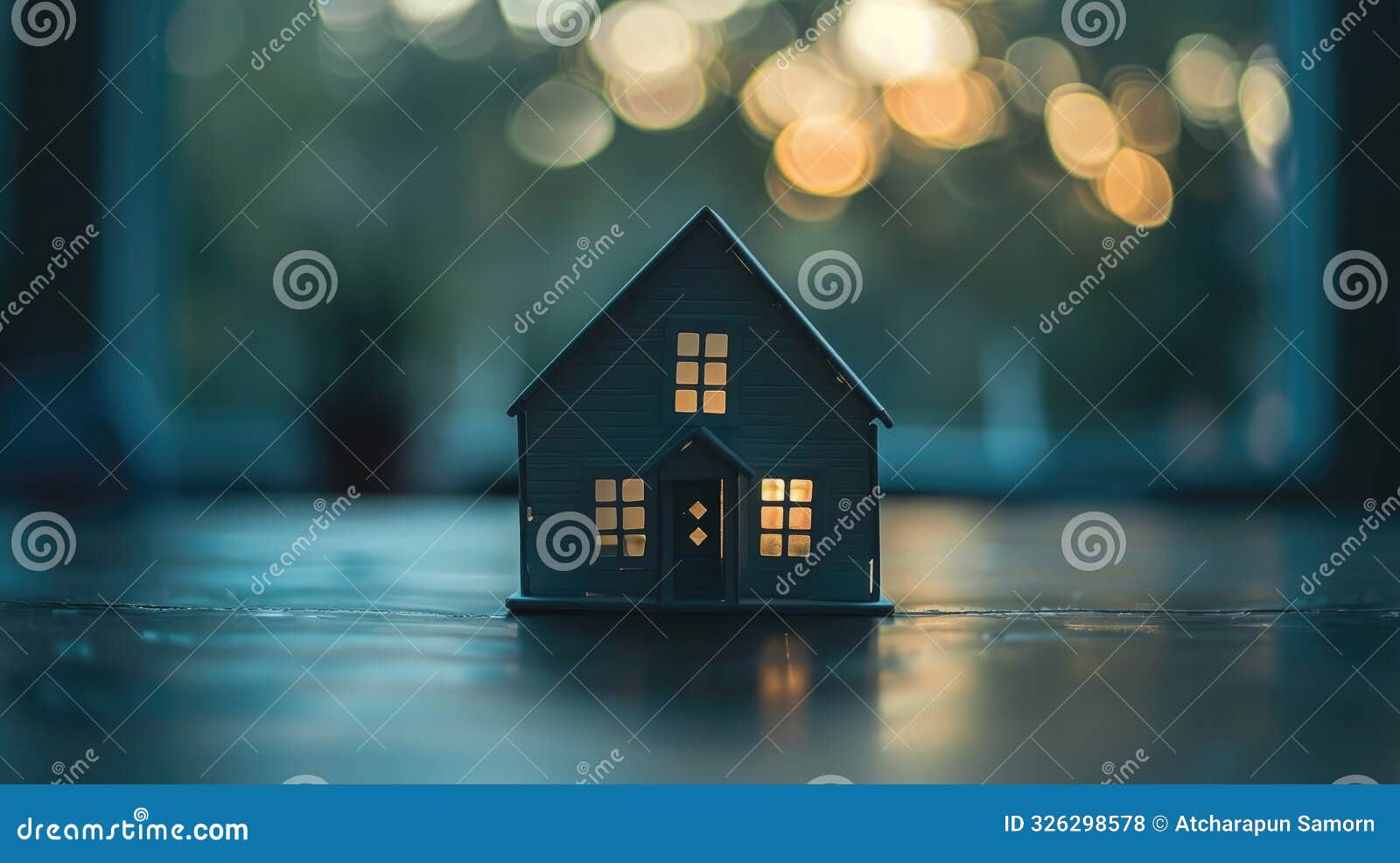 A Small House with a Window is Lit Up Stock Illustration - Illustration ...