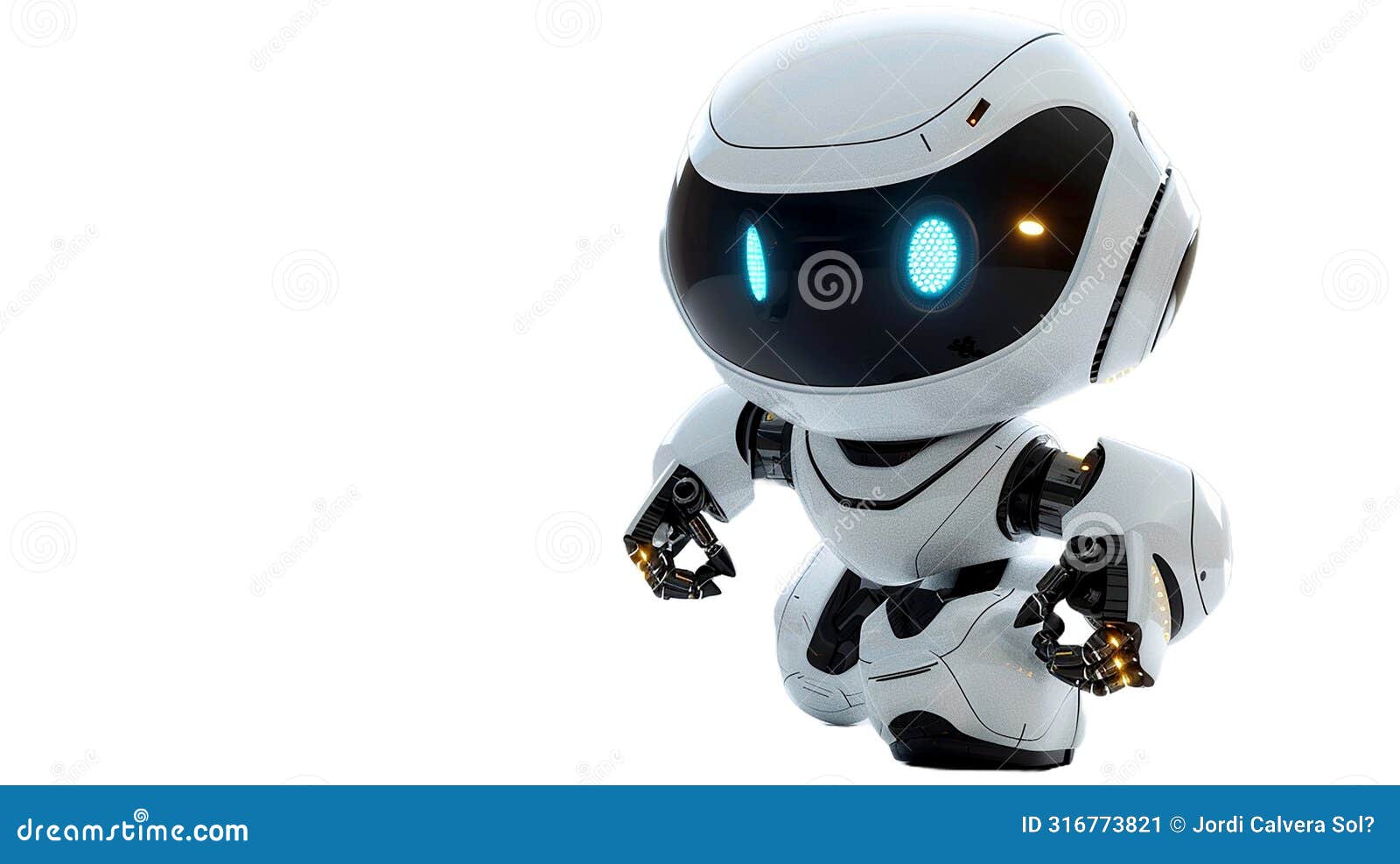 Small Humanoid Assistant Robot Running or Jumping on a Transparent ...