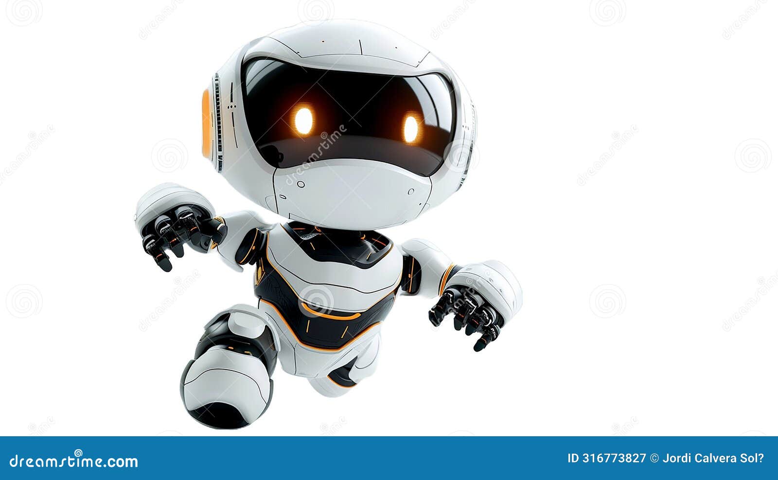 Small Humanoid Assistant Robot Running or Jumping on a Transparent ...