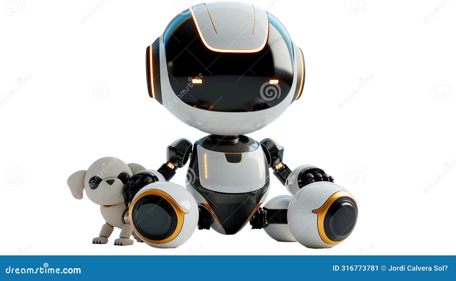 Small Humanoid Robot with a Robot Dog on a Transparent Background ...