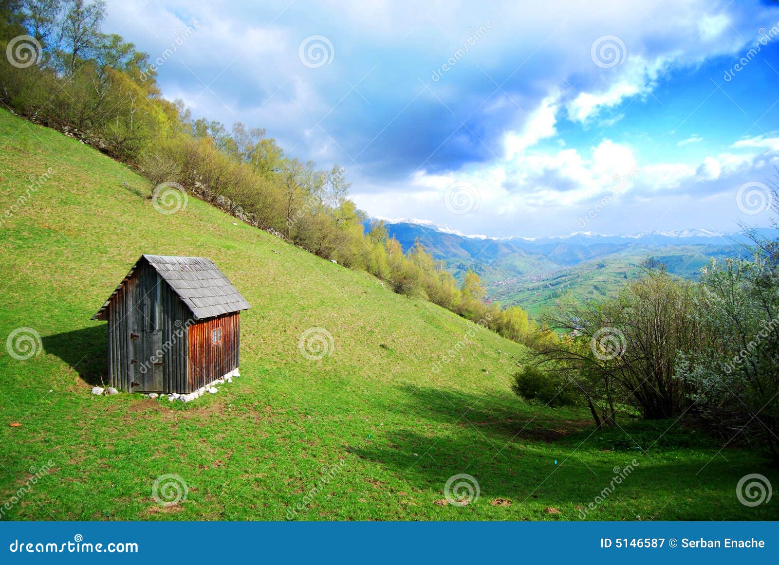 Small Hut on a Hillside stock image. Image of cloud, cottage - 5146587