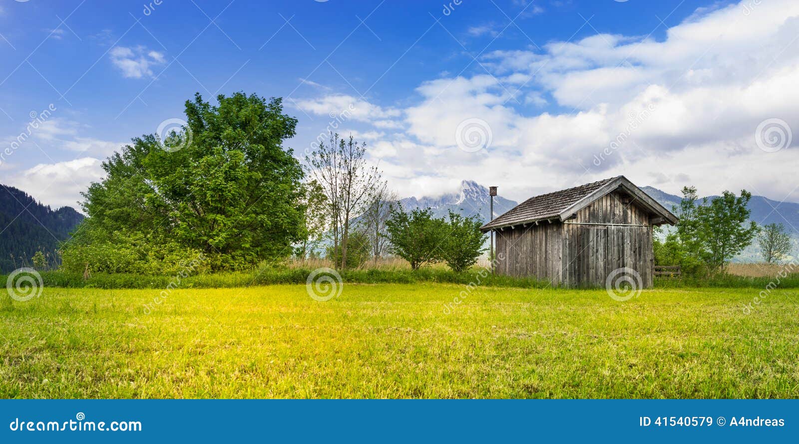 Small Hut Next Green Bushes and Trees Stock Image - Image of green ...