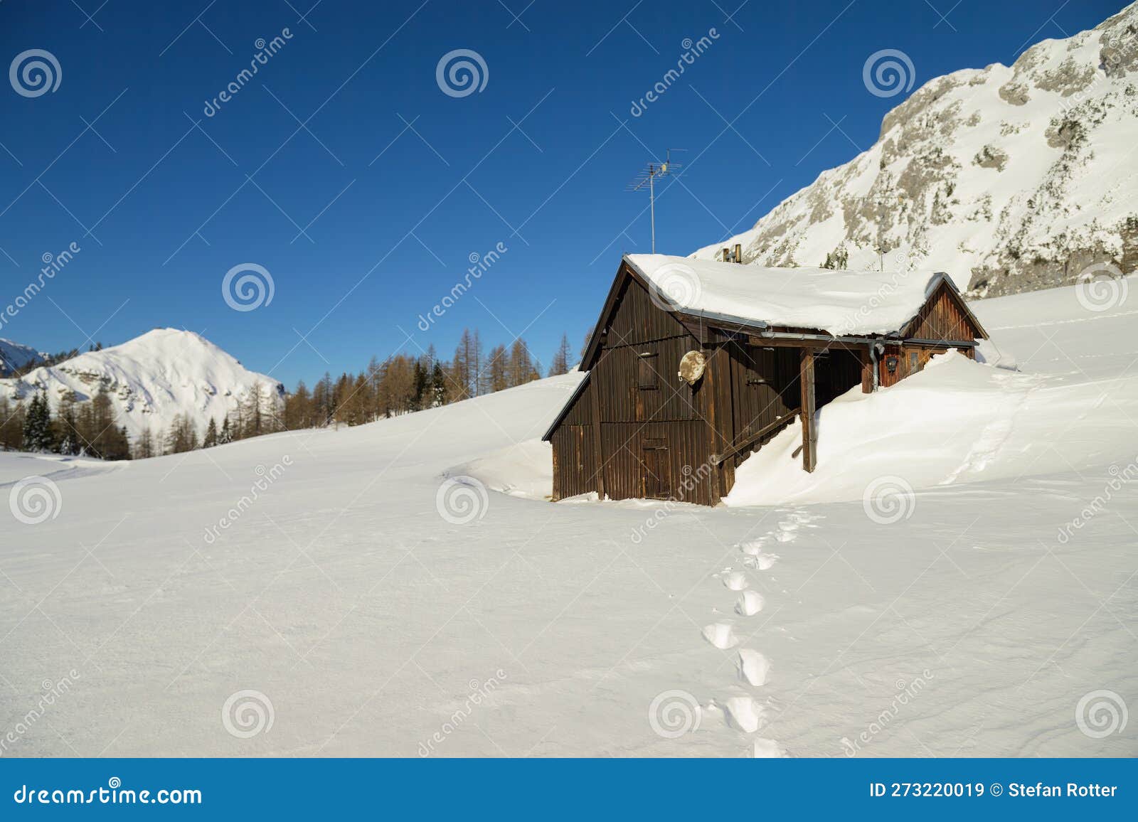 A Small Hut in a Winter Landscape Stock Image - Image of traces, tree ...
