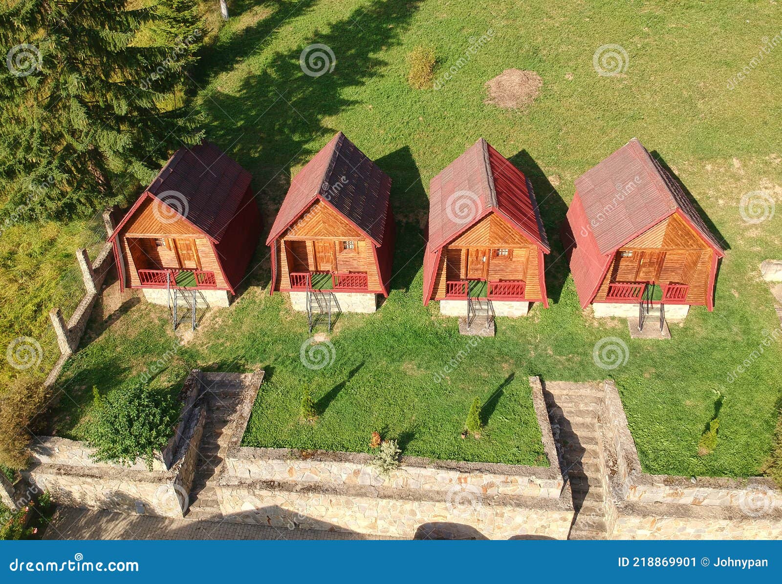 Small Huts or Houses for Camping Stock Image - Image of view, aerial ...
