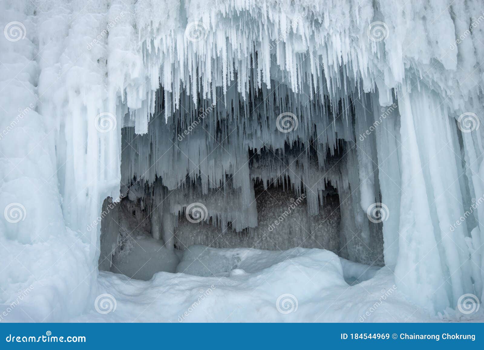 Small Ice Cave on the Mountain Side Stock Image - Image of russia ...