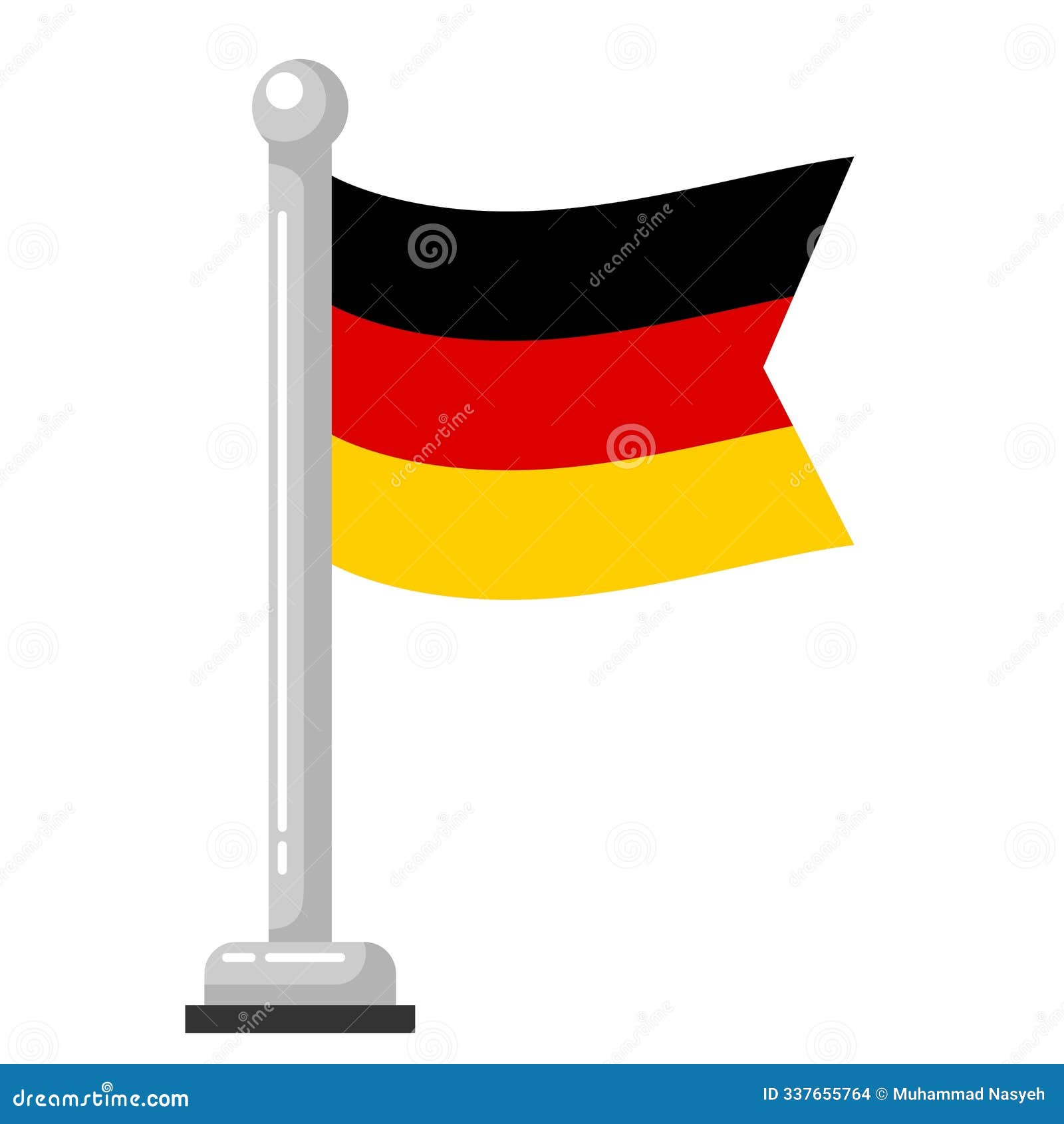 Small Icon German Flag Flying with Flagpole Vector Illustration ...