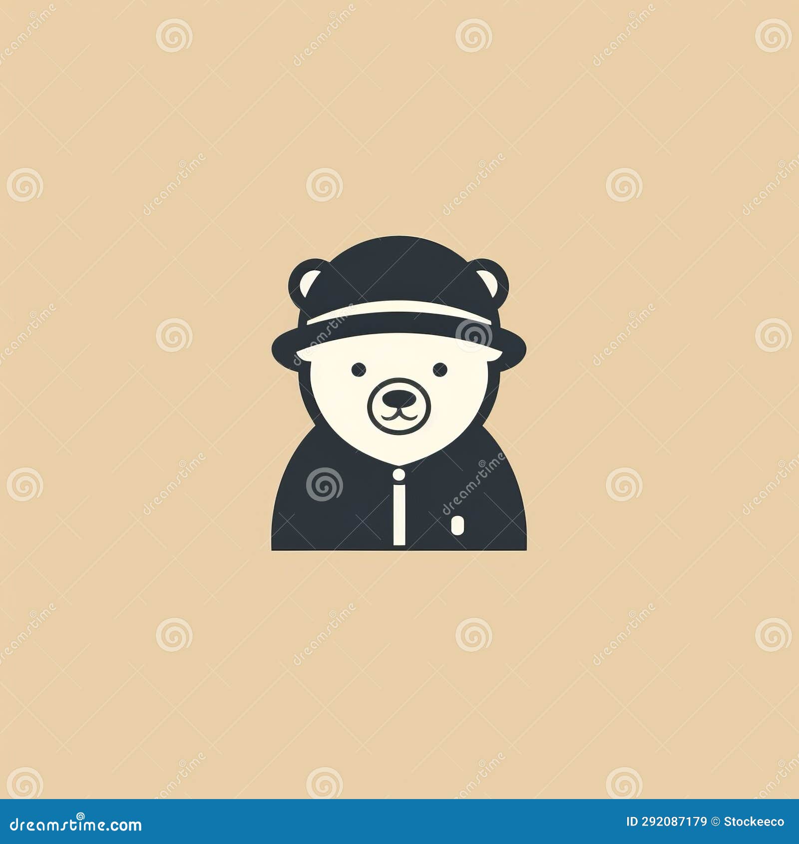 Minimalist Bear Logo with Sympathic Beret - Simple and Elegant Design ...