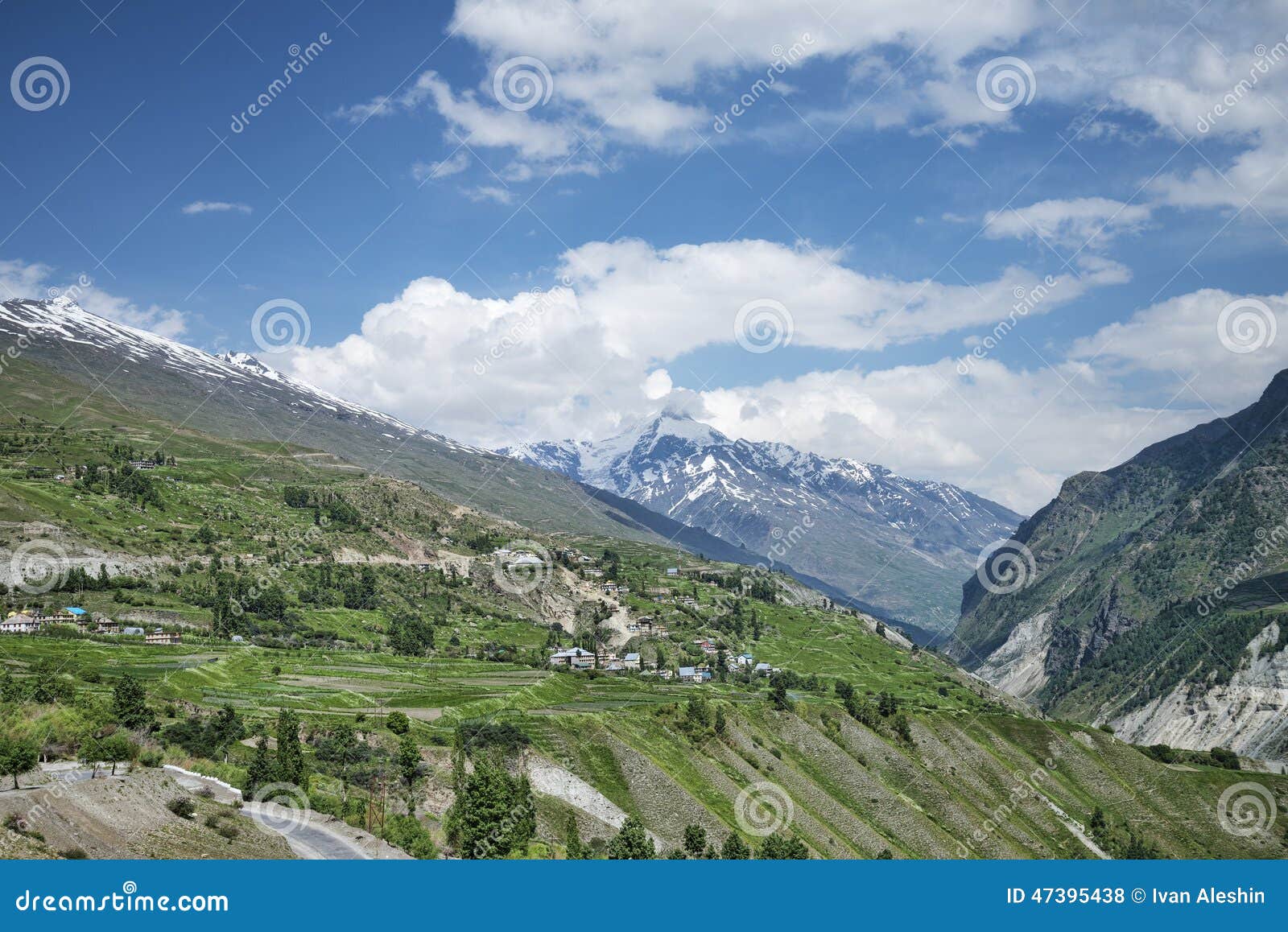 Small Illage and Green Fields in Mountains Stock Photo - Image of ...
