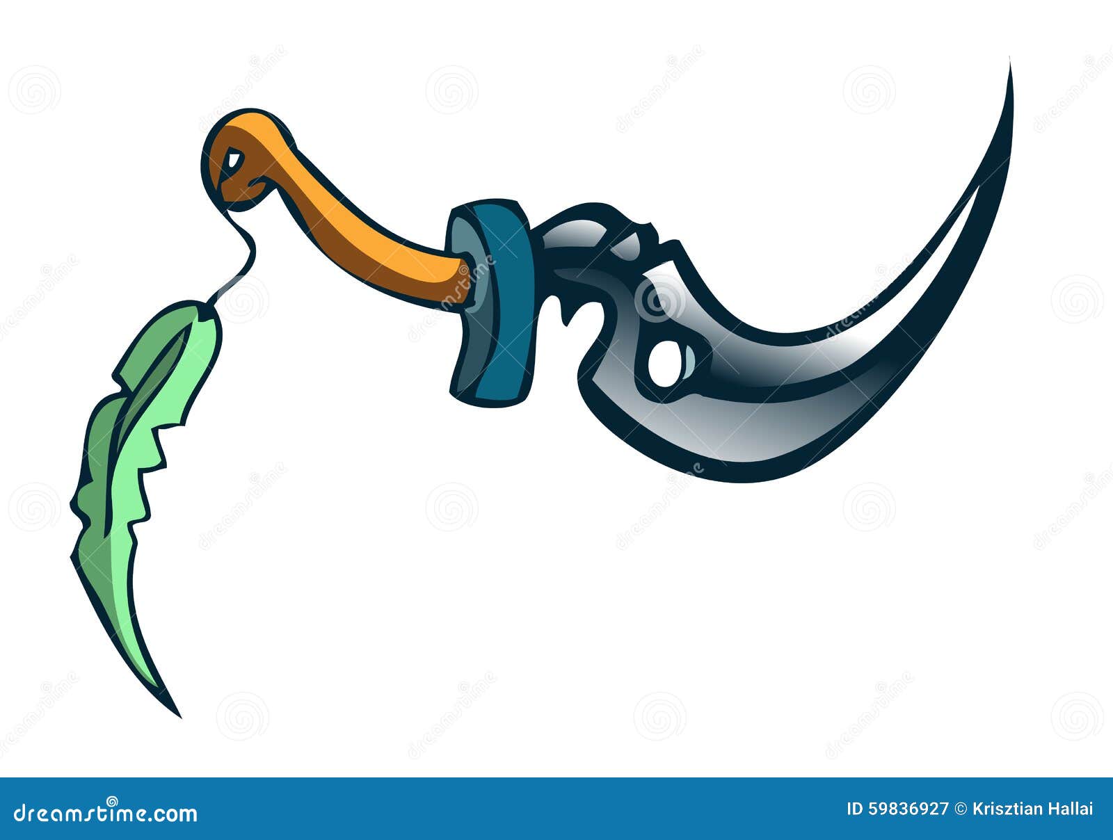 Small Indian Dagger with a Feather Attached To Its Handle. Stock Vector ...