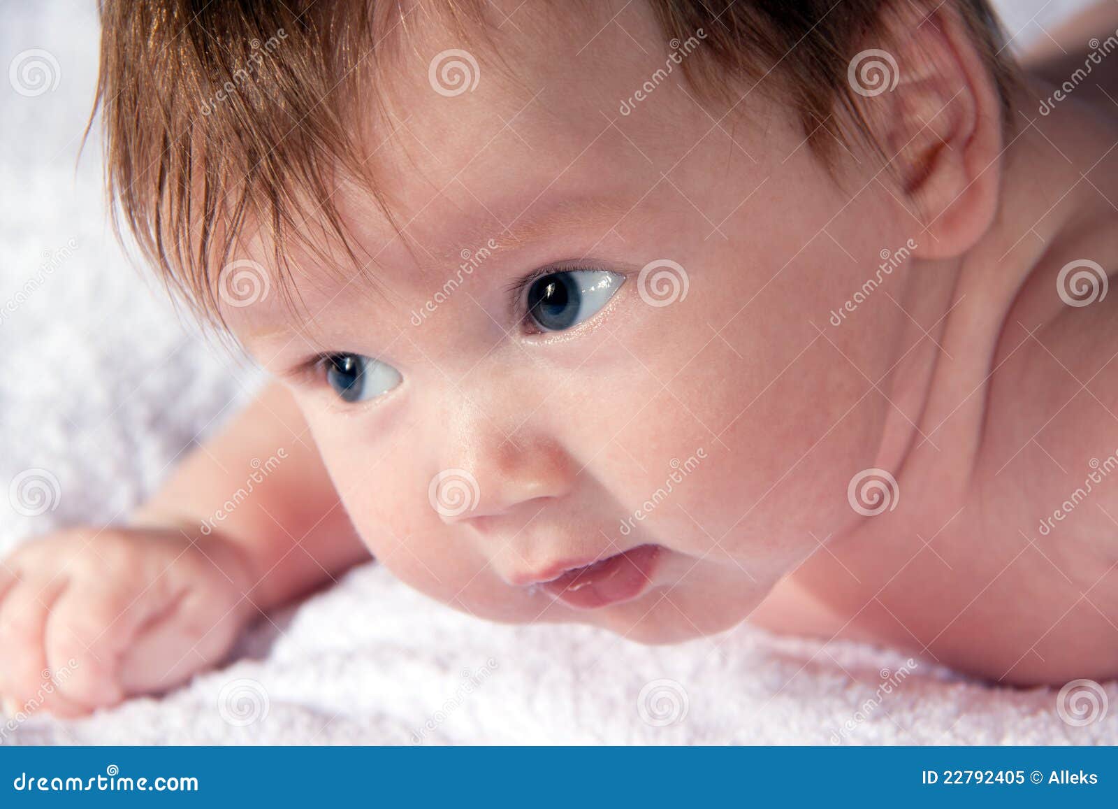 Small Infant Try To Raise Head Stock Image - Image of peacefulness ...