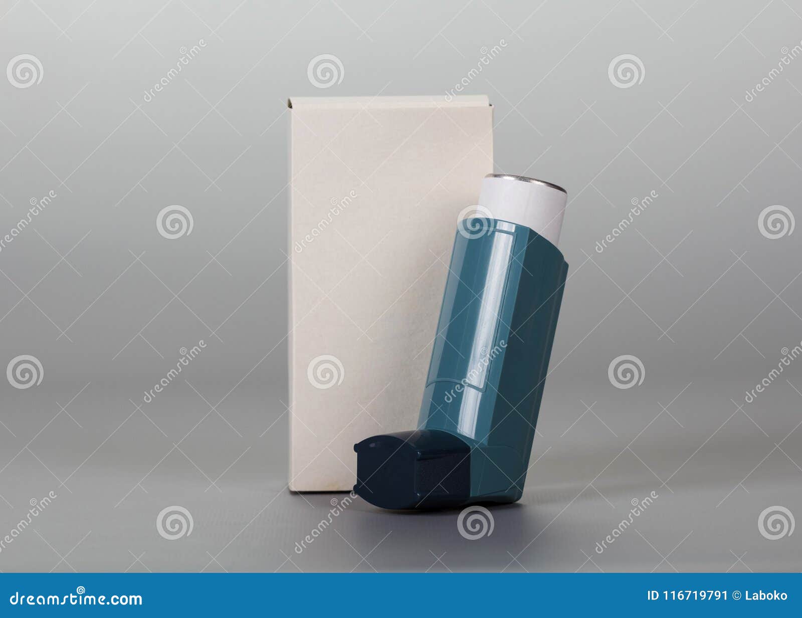 Small Inhaler with Dispenser, for daily Use, on Grey Stock Image ...