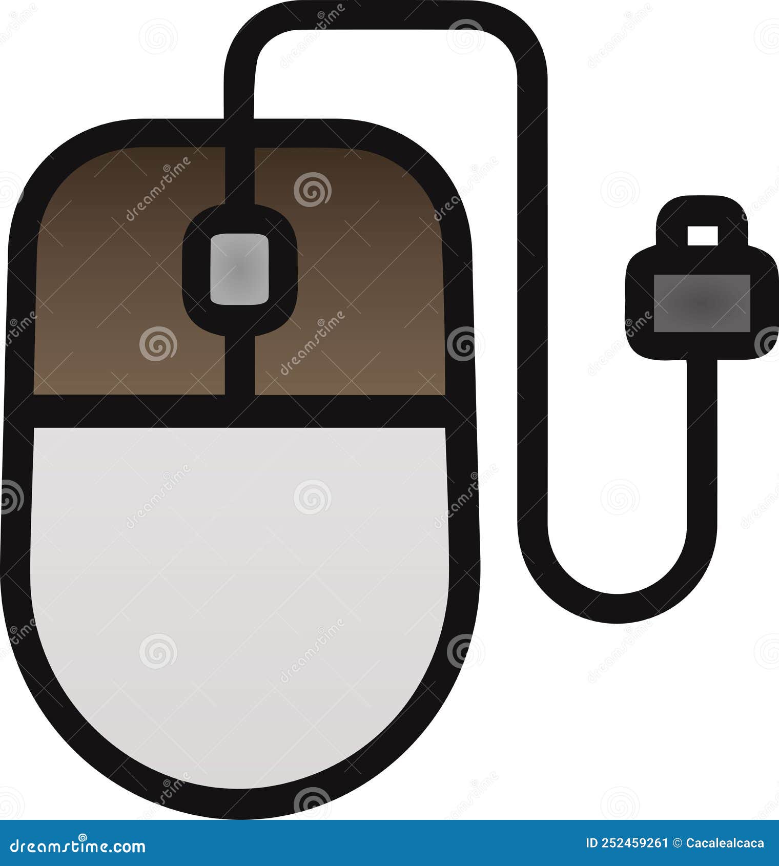 The Drawing of a Clicked Brown Computer Mouse, a Small Hardware Input ...