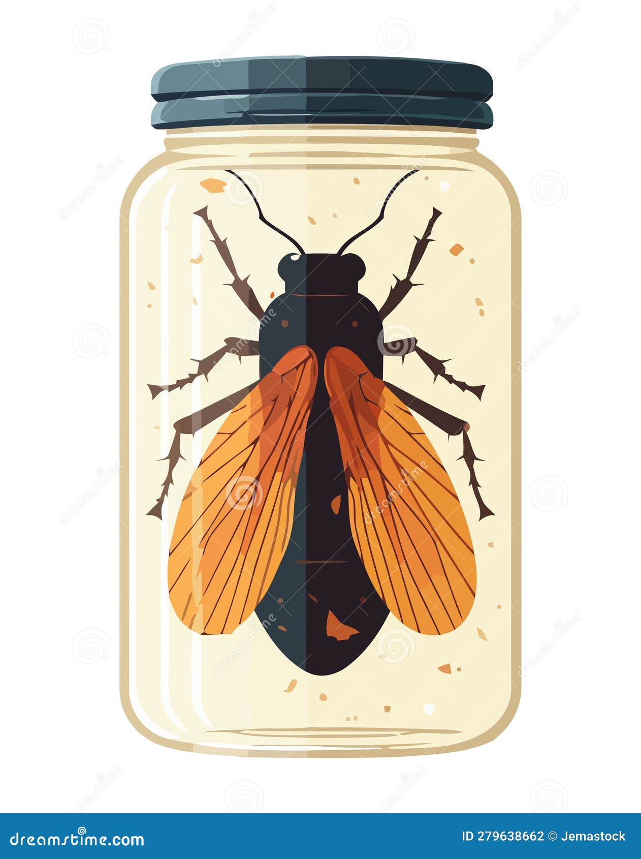 Small insect in bottle jar stock illustration. Illustration of illness ...