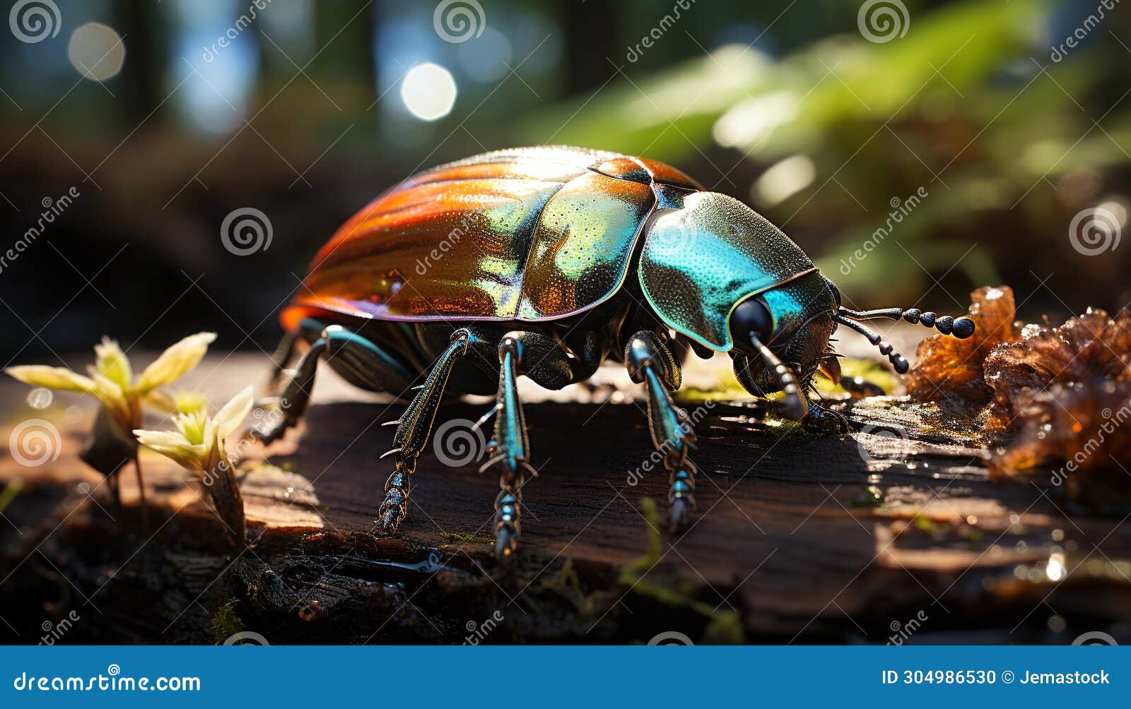 Small Insect Crawling on Green Leaf in Nature Generated by AI Stock ...