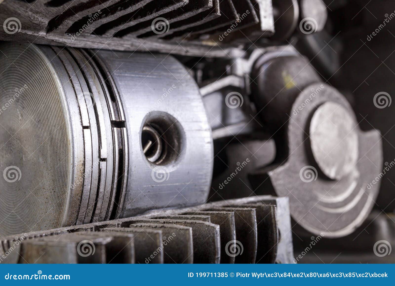 A Small Internal Combustion Engine Shown in Section. View of the Piston ...