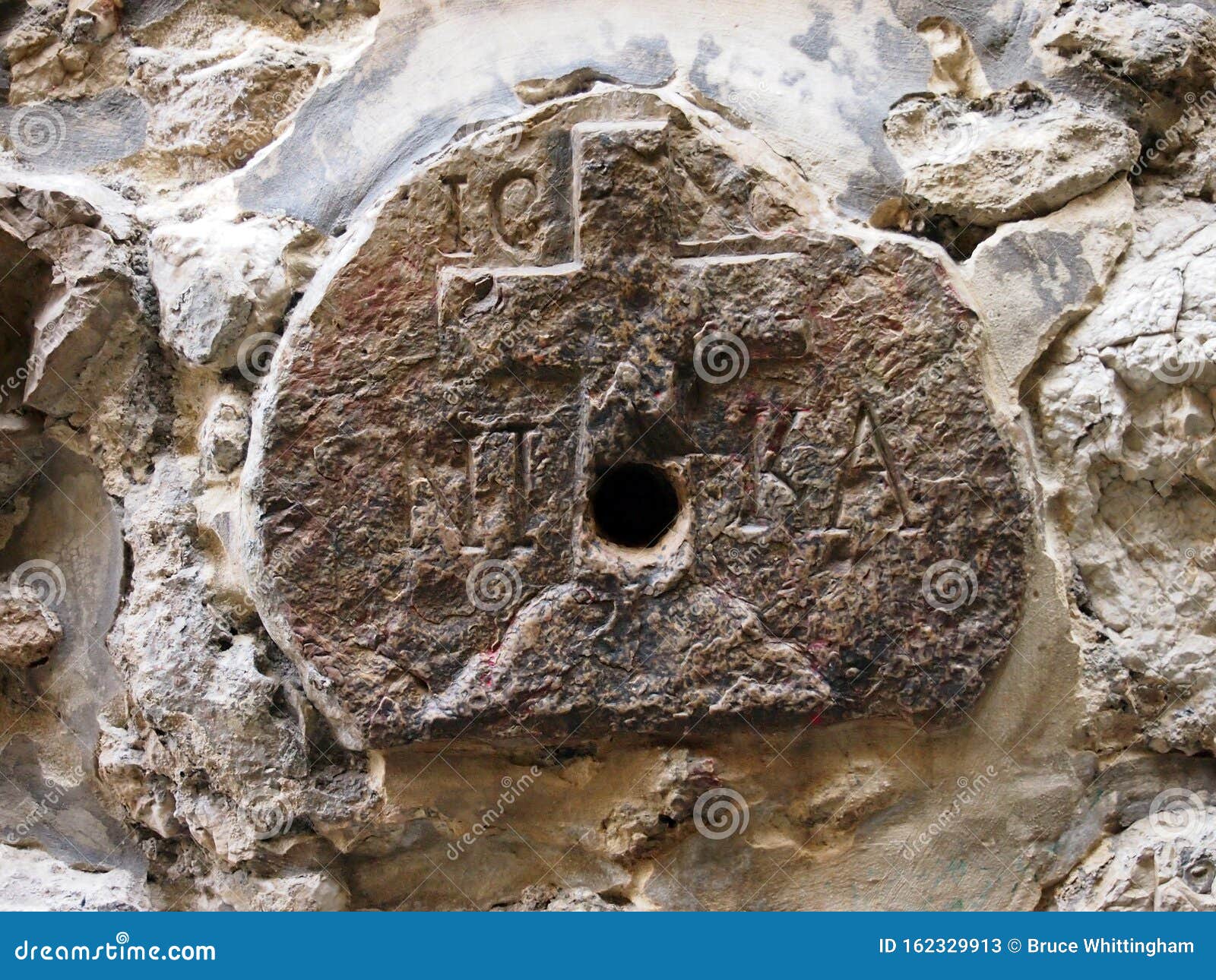 Small Stone Carving Embedded in Ancient Stone Wall, Jerusalem Stock ...