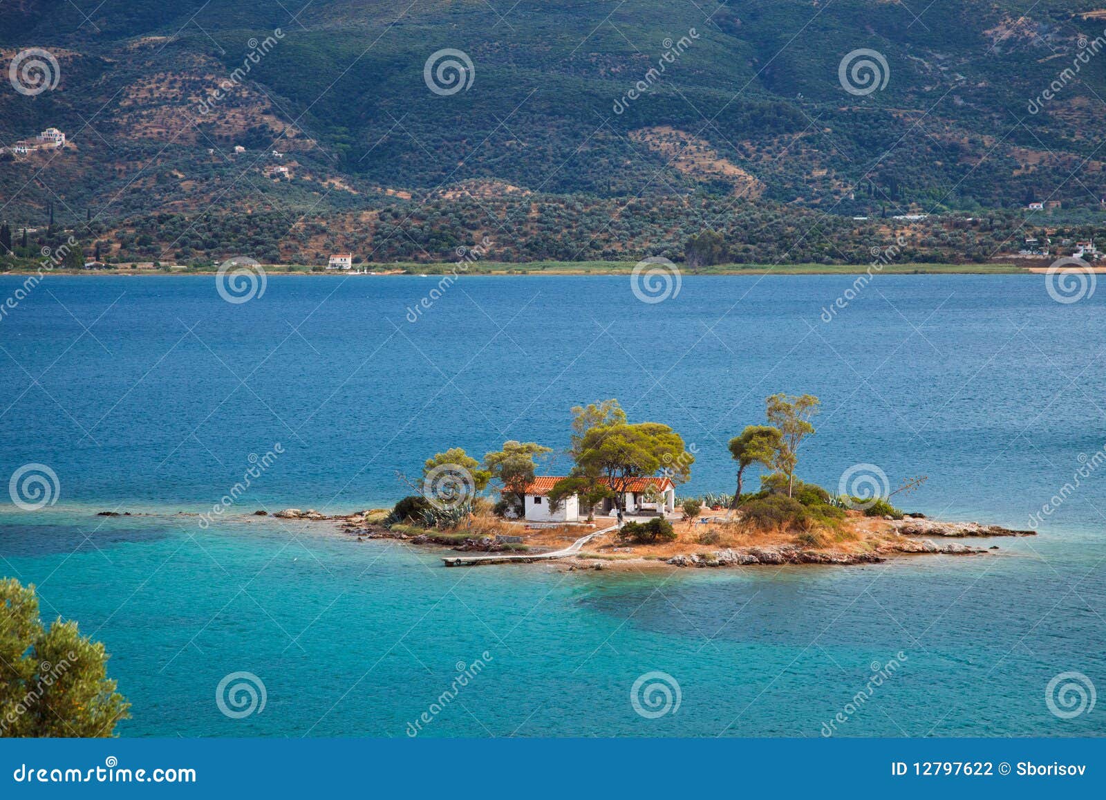 Small island in Aegean sea stock photo. Image of lonely - 12797622