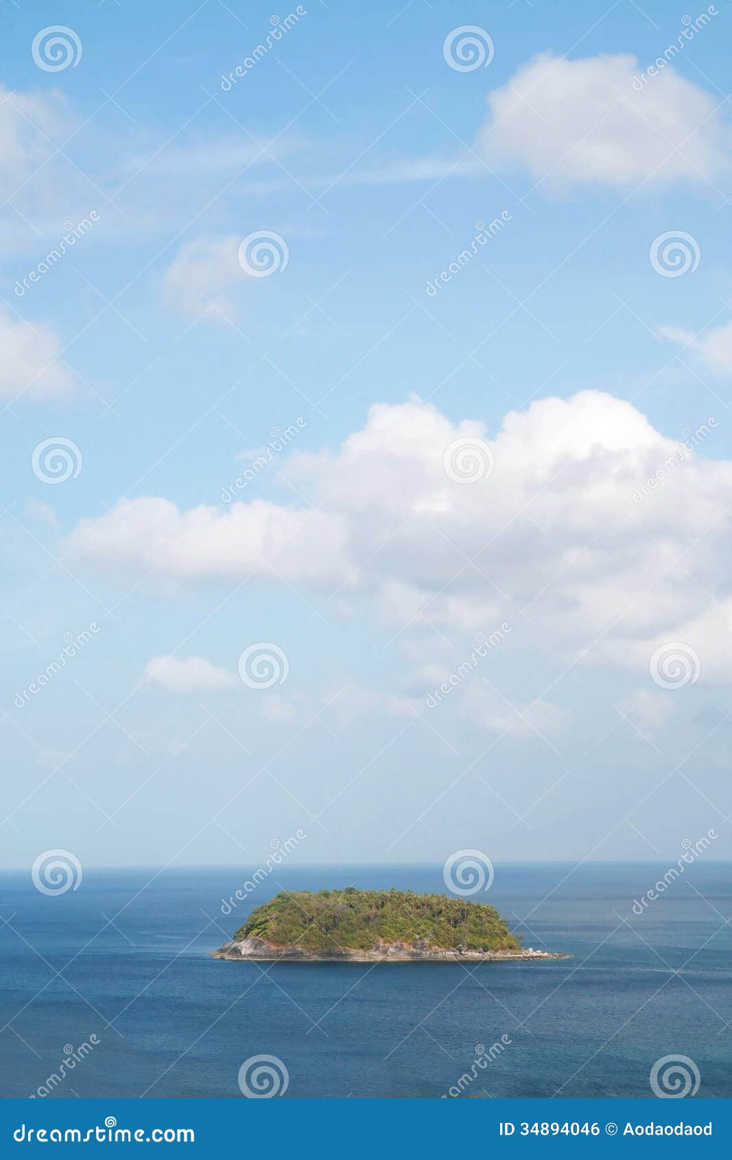 Small island in blue sea stock photo. Image of coast - 34894046