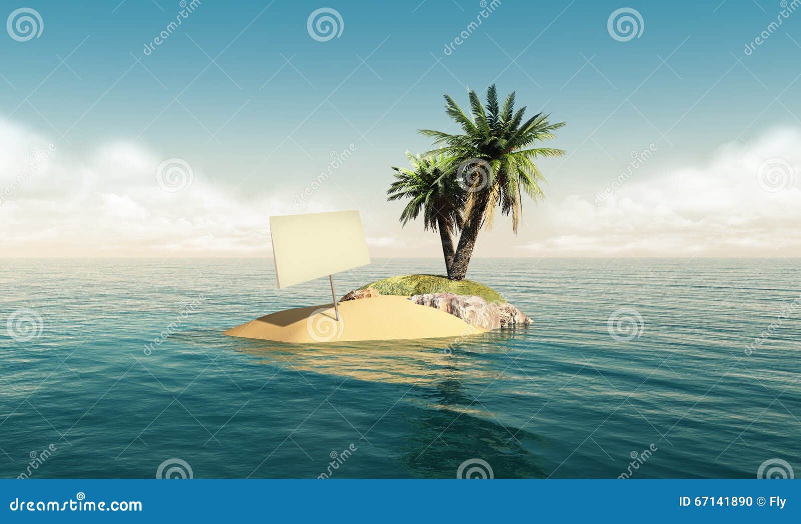 Small Island with an Empty Sign Stock Photo - Image of solitude, lagoon ...