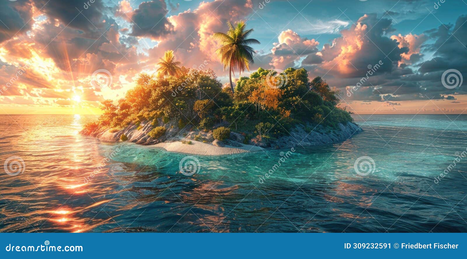 A Small Island in the Middle of the Ocean Stock Image - Image of middle ...