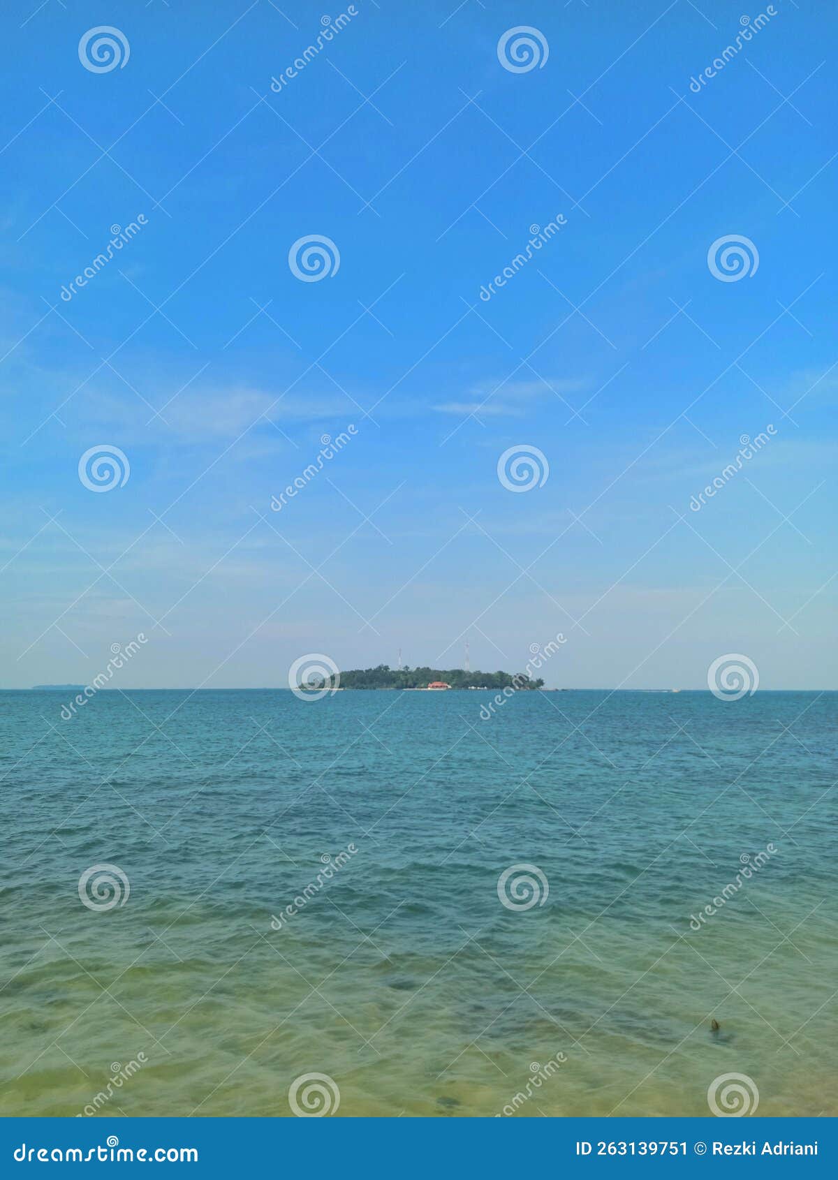 The Small Island in the Middle of Sea. Stock Image - Image of wave ...