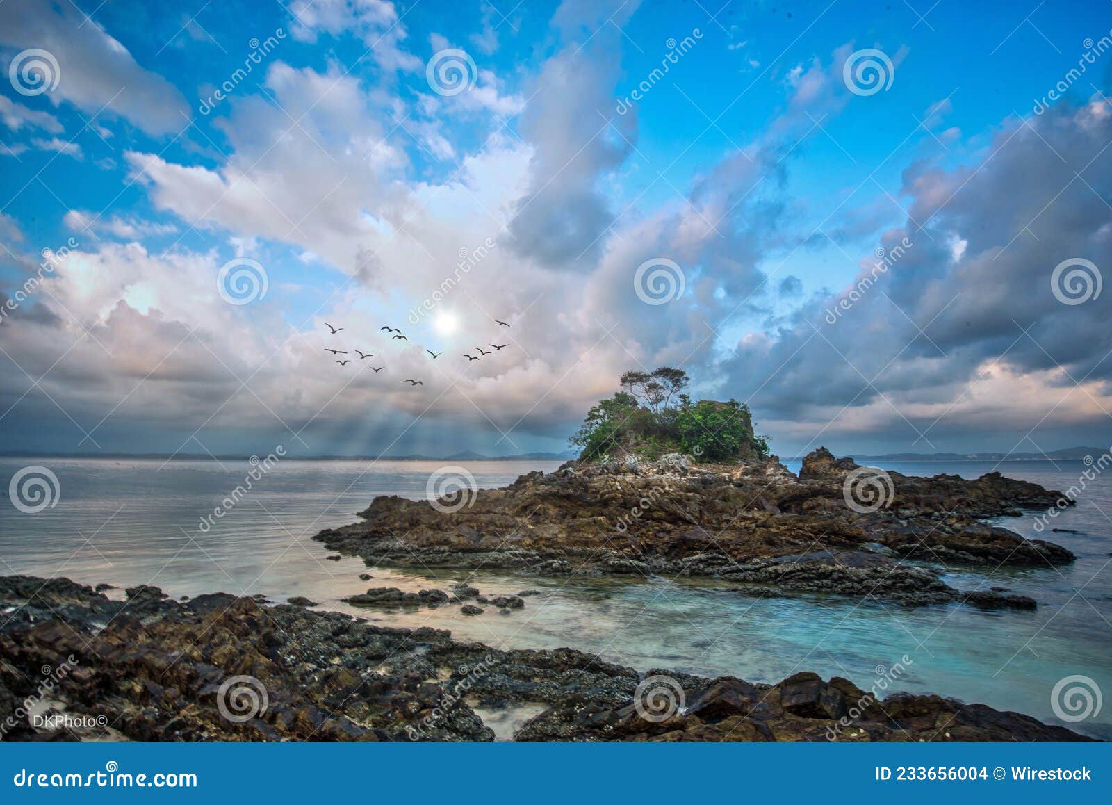 Small Island Near the Beach on the Sunrise Stock Photo - Image of ocean ...