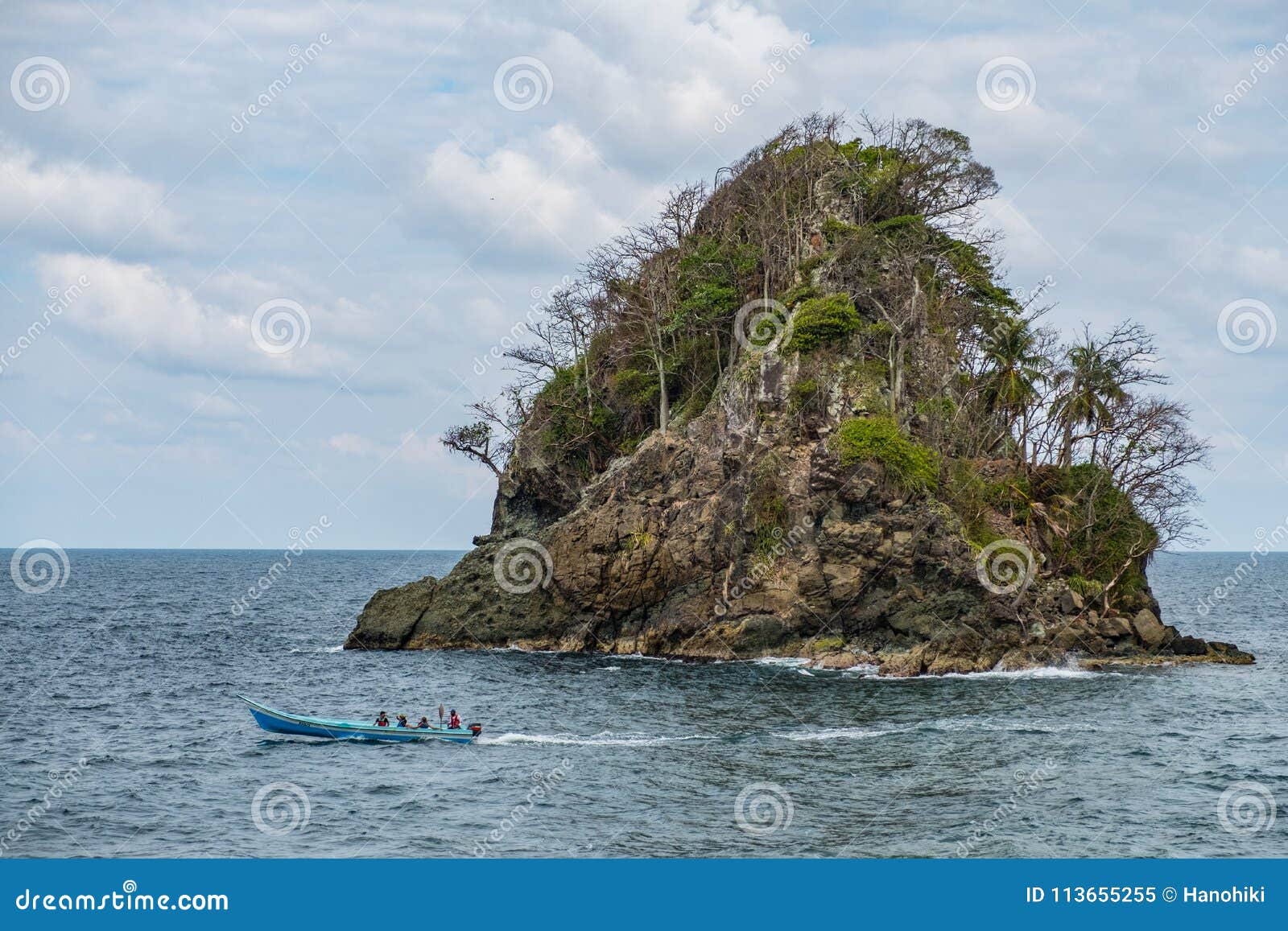 Small Island on Ocean and People on Small Boat Editorial Image - Image ...