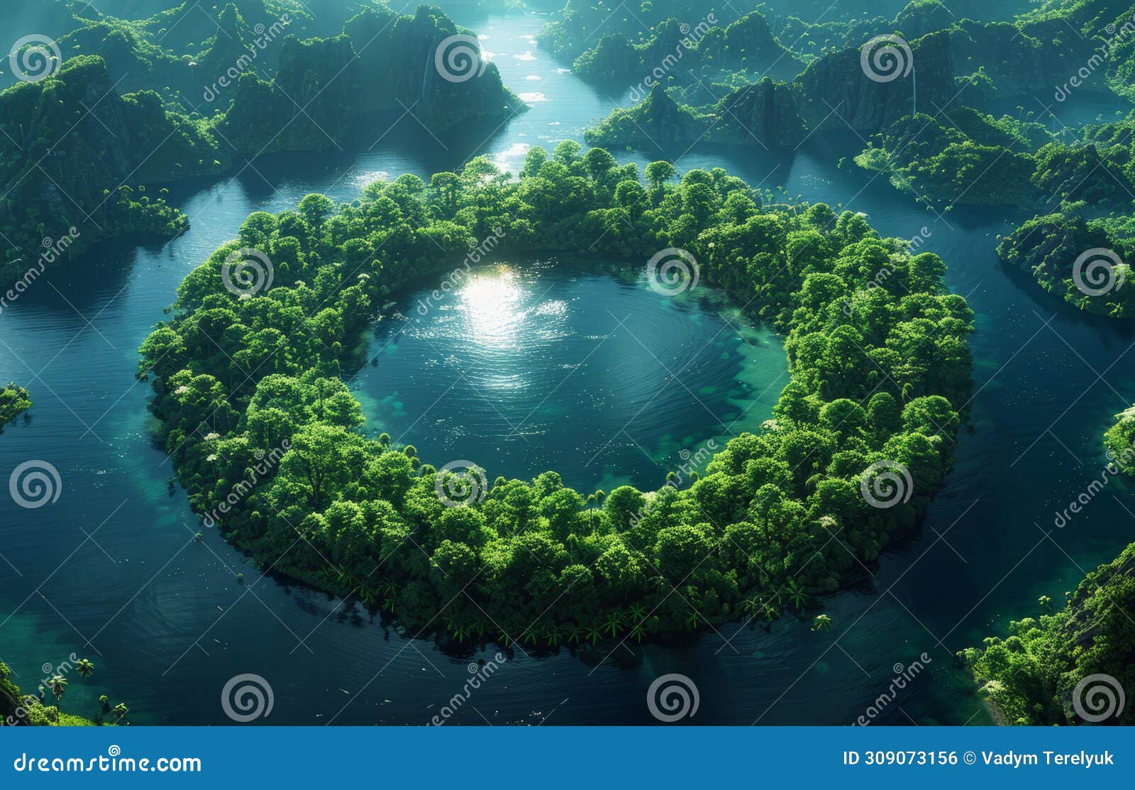 Small Island in the Shape of Circle Stock Photo - Image of landscape ...