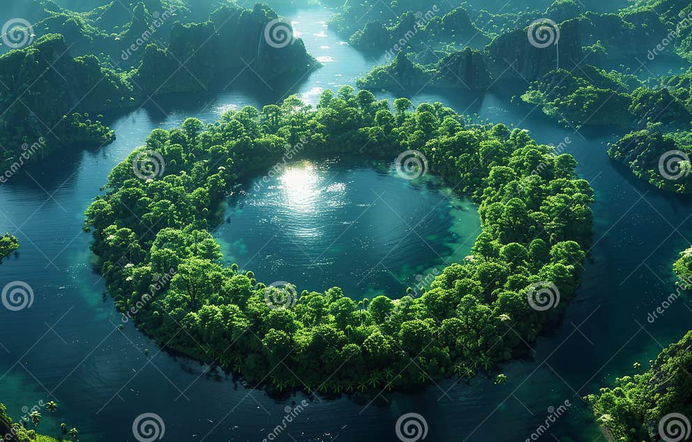 Small Island in the Shape of Circle Stock Photo - Image of landscape ...