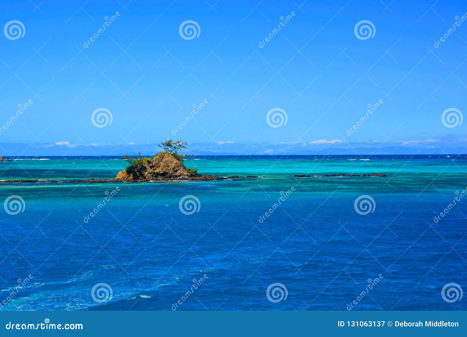 Small Islet with Trees in Blue South Pacific Ocean Stock Image - Image ...