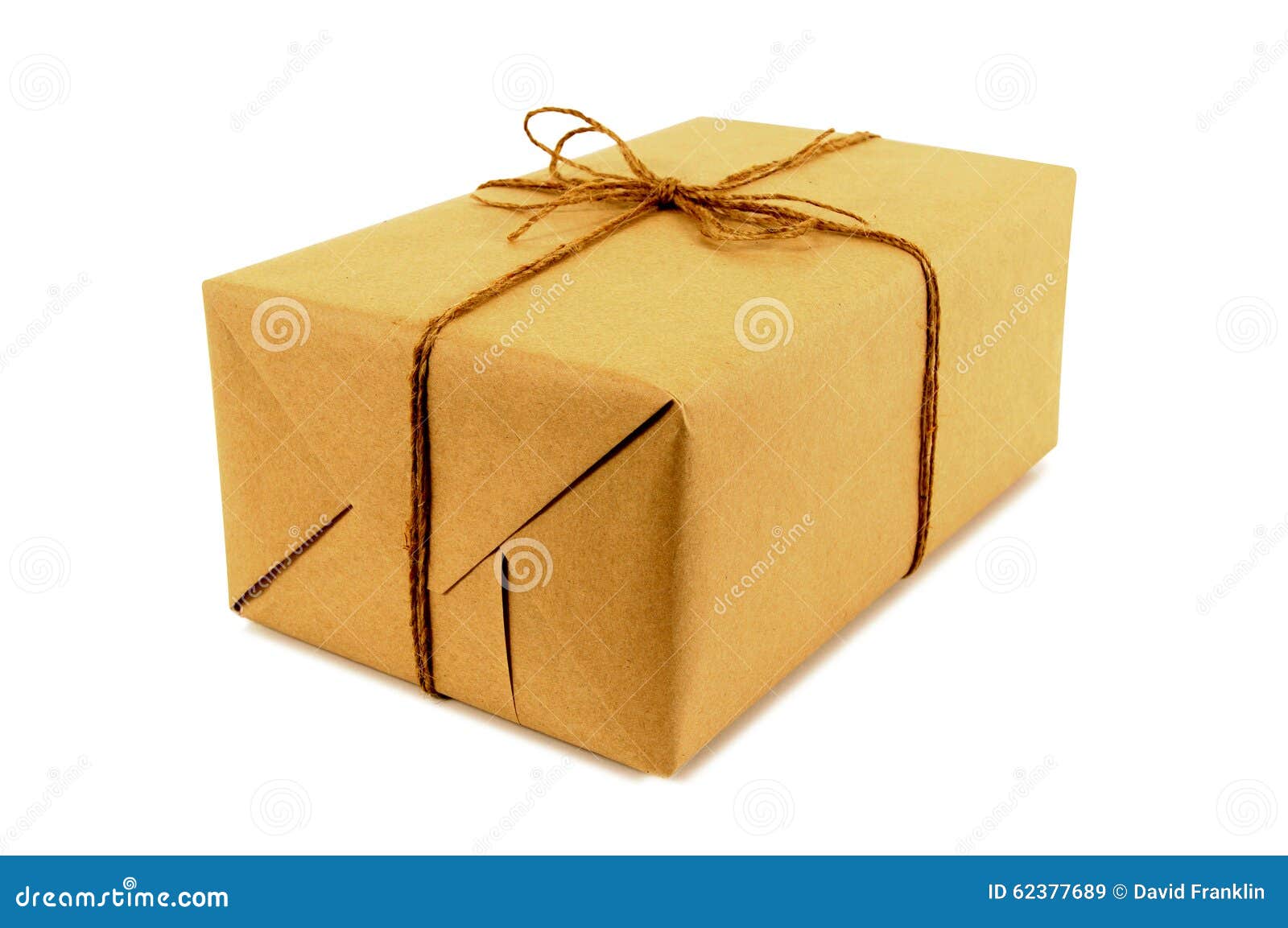 Small Isolated Parcel or Package Tied with String Isolated on White ...